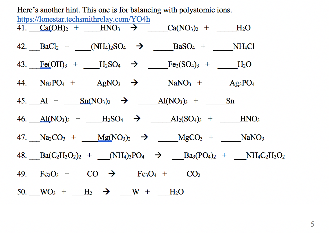 Solved Here's another hint. This one is for balancing with | Chegg.com