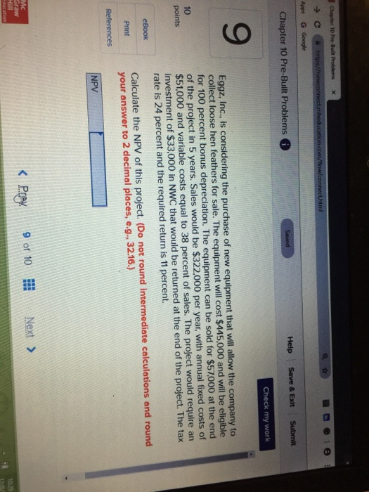 Solved ml mi Apps G Google Chapter 10 Pre-Built Problems | Chegg.com