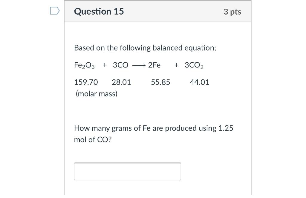 Solved Question 14 3 pts Based on the following balanced | Chegg.com