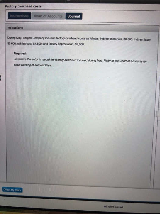 Solved Factory overhead costs Chart of Accounts Journal | Chegg.com
