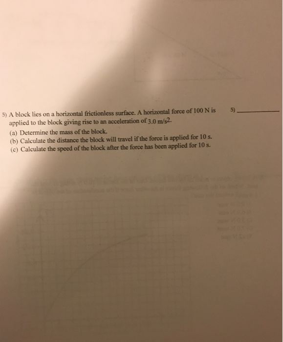 Solved 5) A block lies on a horizontal frictionless surface. | Chegg.com