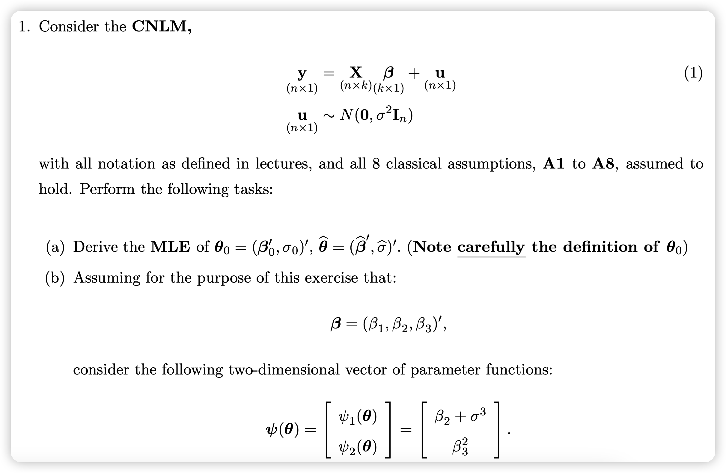 Solved 1. Consider the CNLM, | Chegg.com
