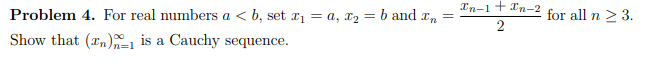 Solved Problem 4. For real numbers a | Chegg.com