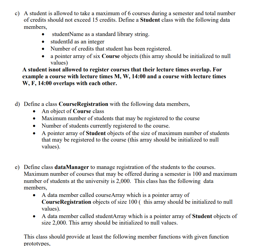 Solved Define the following classes to manage registration | Chegg.com
