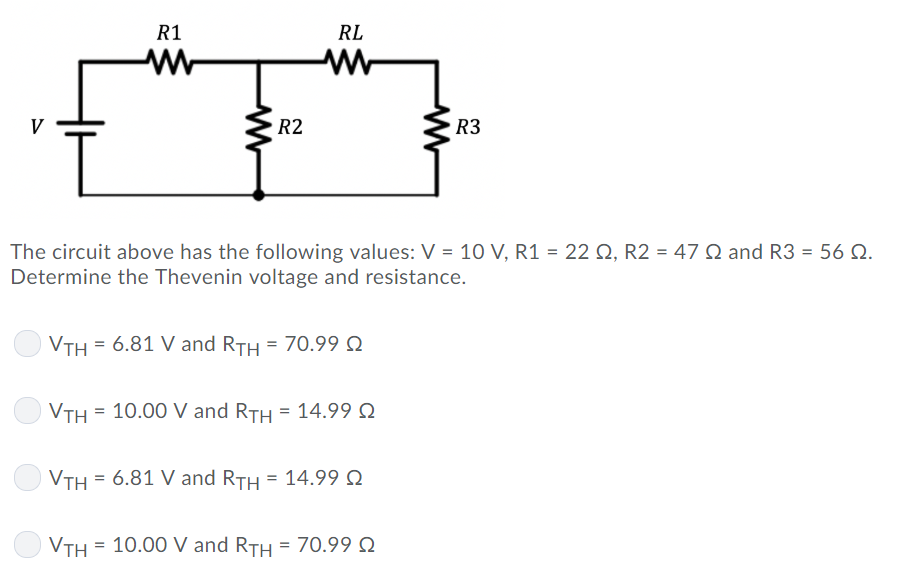 Solved R1 RL R2 R3 The circuit above has the following | Chegg.com