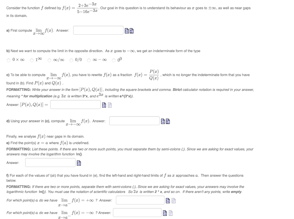Solved Consider the function f defined by f2) = 2+3e-33 | Chegg.com