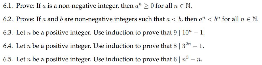 Solved 6.1. Prove: If a is a non-negative integer, then a" > | Chegg.com