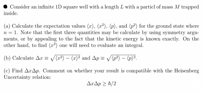 Solved Consider an infinite 1D square well with a length L | Chegg.com