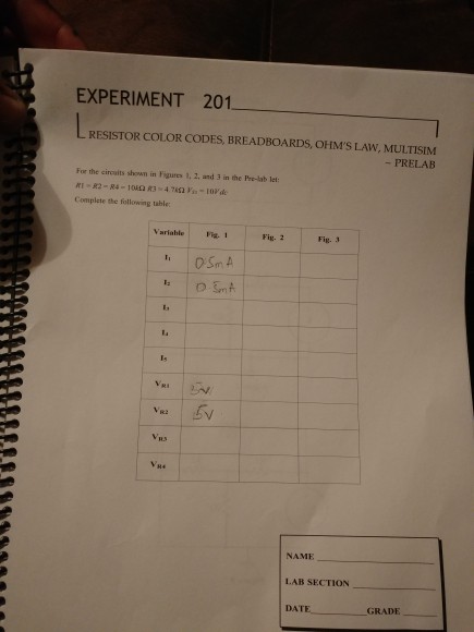 Solved EXPERIMENT 201 RESISTOR COLOR CODES, BREADBOARDS, | Chegg.com
