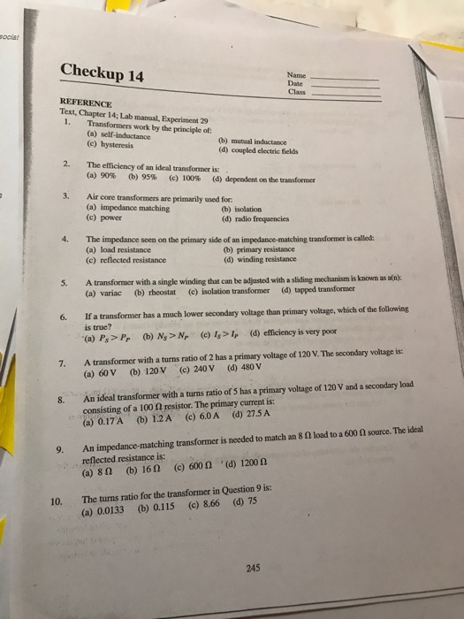 Solved ocia Checkup 14 Name Date Class REFERENCE Text, | Chegg.com
