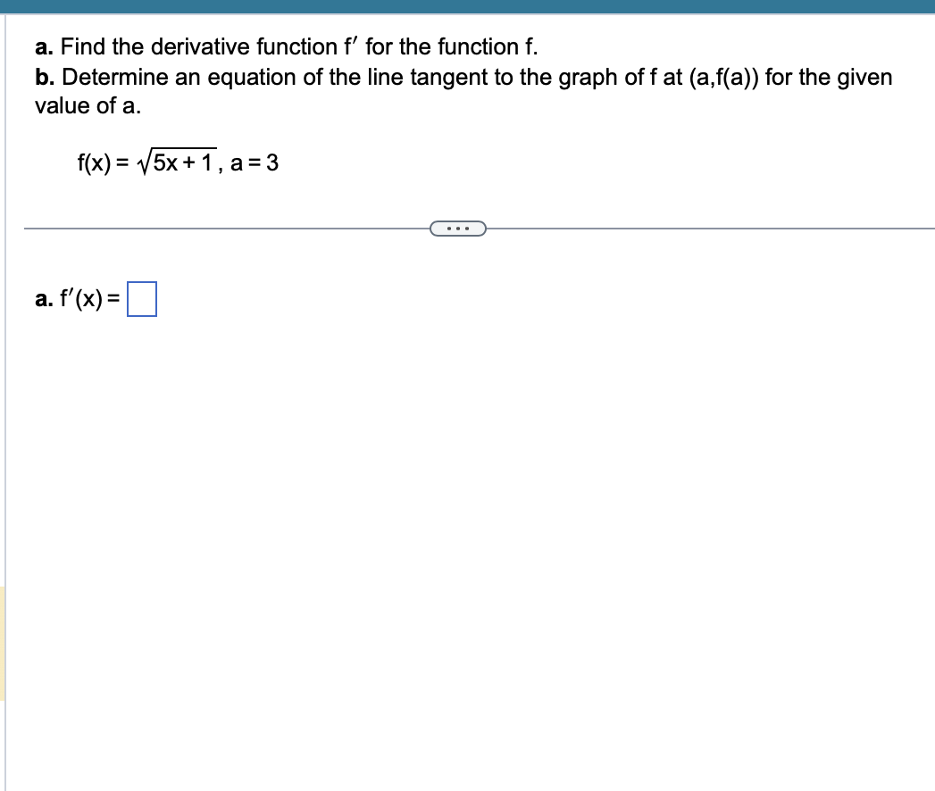 Solved a. Find the derivative function f′ for the function | Chegg.com