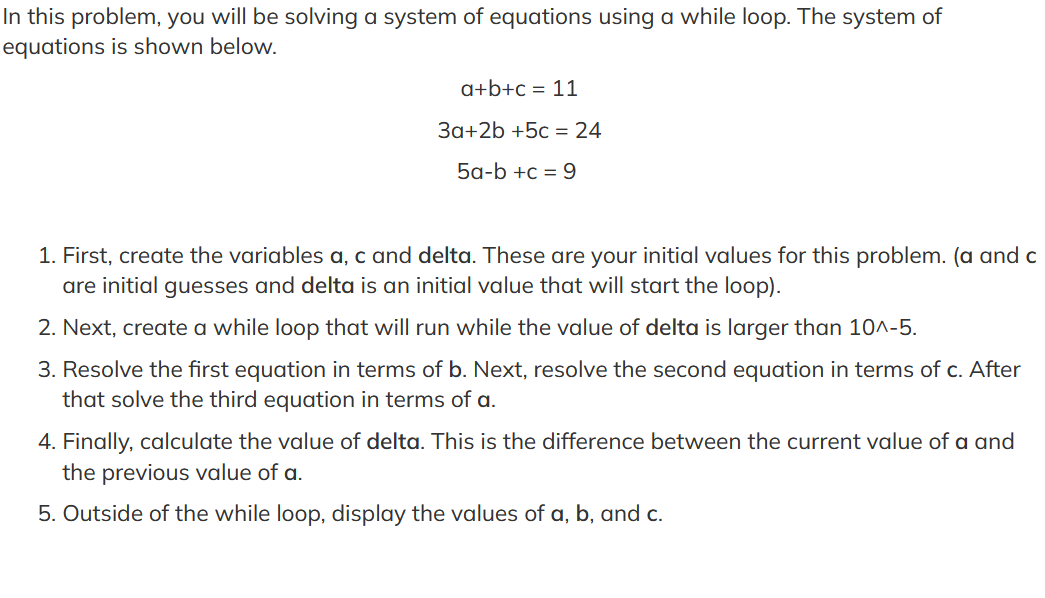 Solved In this problem, you will be solving a system of | Chegg.com