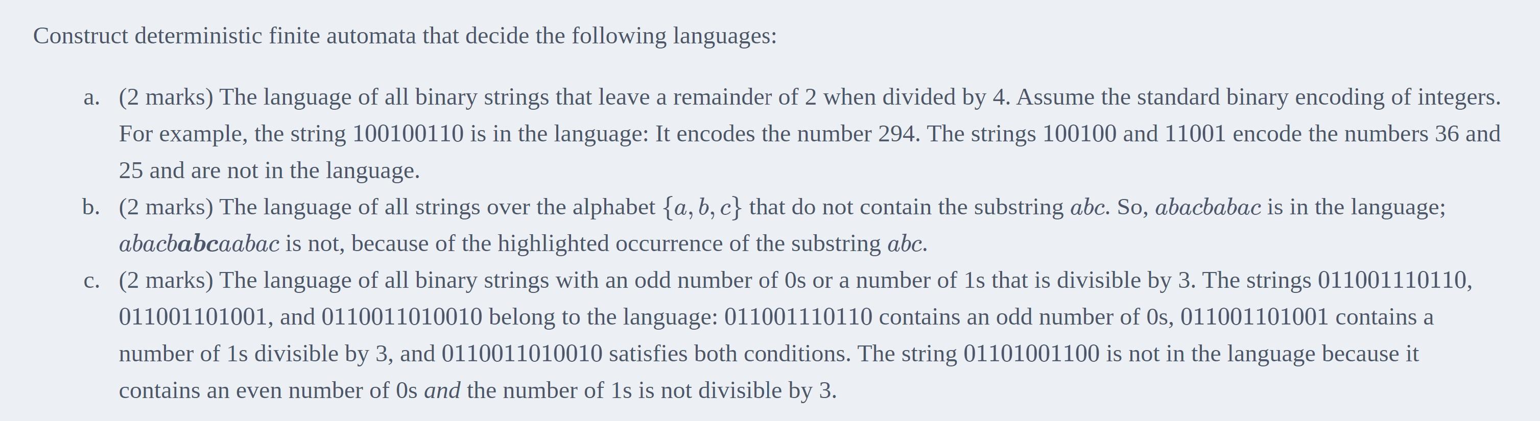 Solved Construct Deterministic Finite Automata That Decide