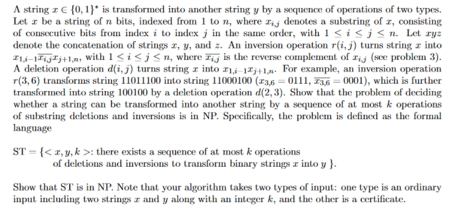 A string = {0,1}* is transformed into another string | Chegg.com