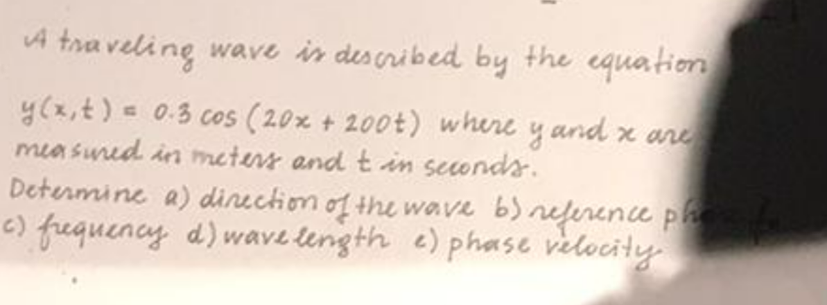 Solved A traveling wave is described by the equation | Chegg.com