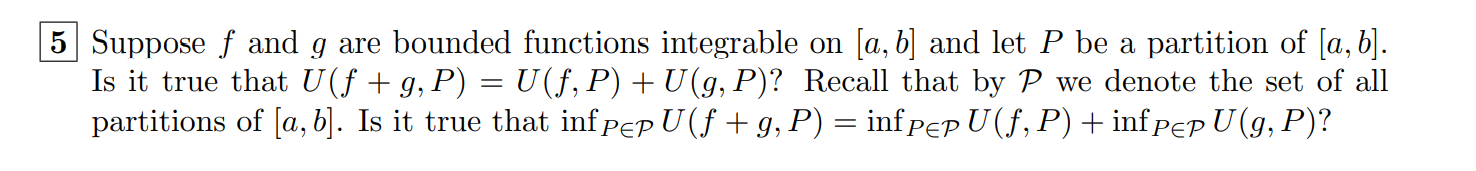 Solved 5 Suppose F And G Are Bounded Functions Integrable On