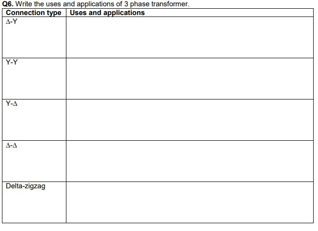 Solved Q6. Write the uses and applications of 3 phase | Chegg.com