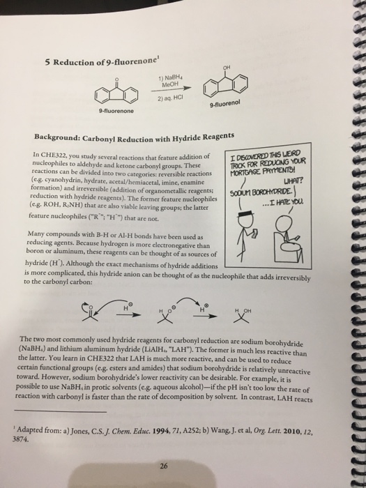 Solved 5 Reduction Of 9 Fluorenone 1 Nabh4 Meoh 2 Aq Hci