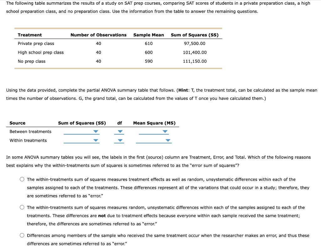 Solved The following table summarizes the results of a study | Chegg.com