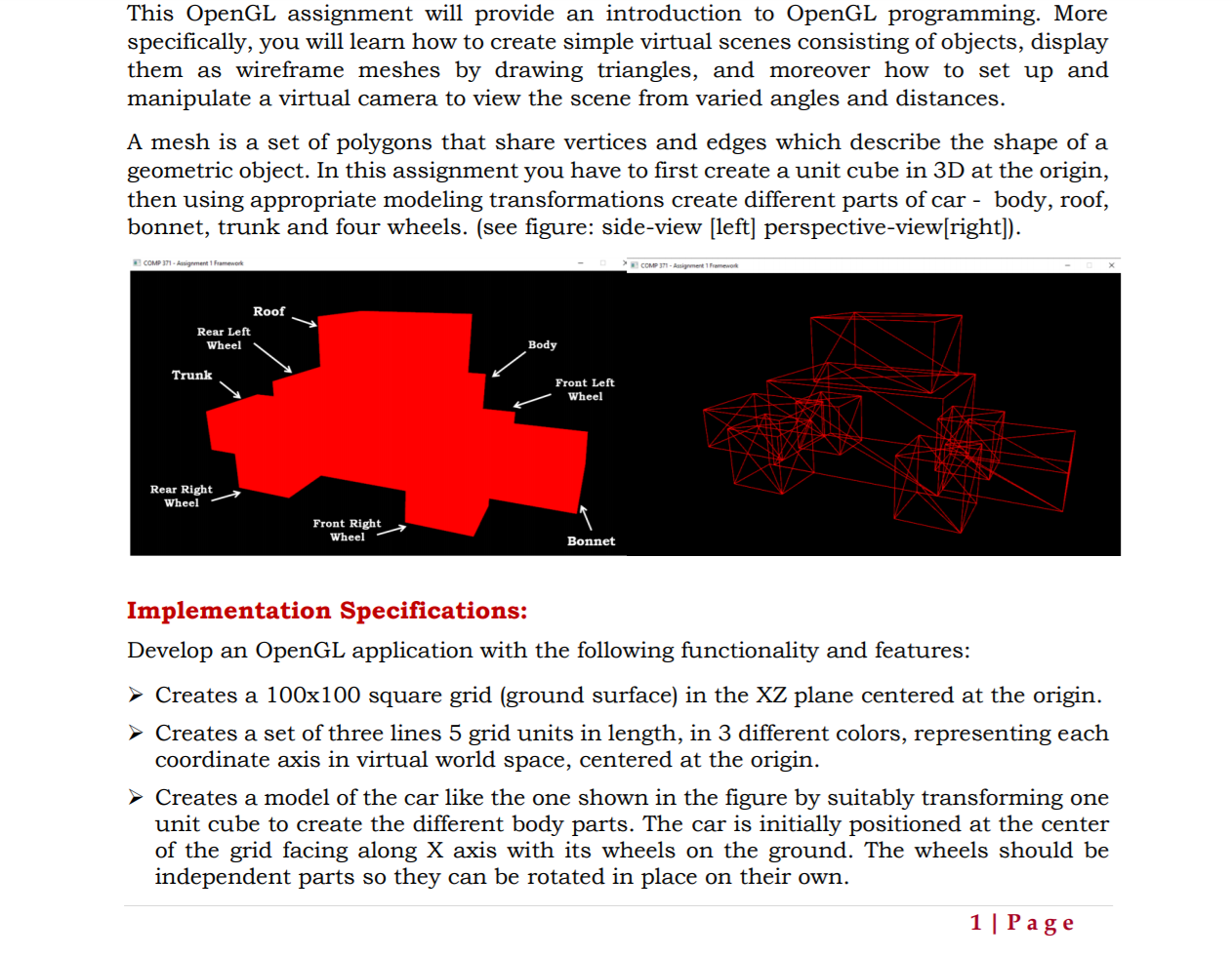 Please model this car in with OpenGL on windows. As | Chegg.com