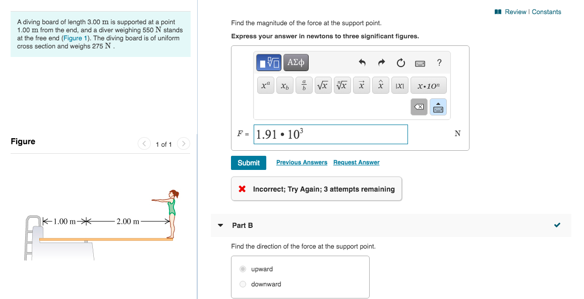Review Constants A diving board of length 3.00 m is | Chegg.com