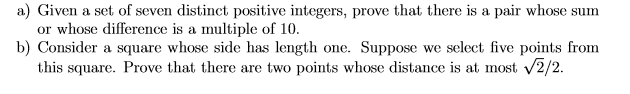 Solved a) Given a set of seven distinct positive integers, | Chegg.com