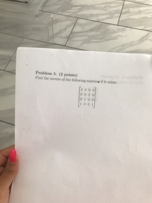 Solved Problem 4. (2 points) Find the inverse of the | Chegg.com Solved Problem 4. (2 points) Find the inverse of the | Chegg.com