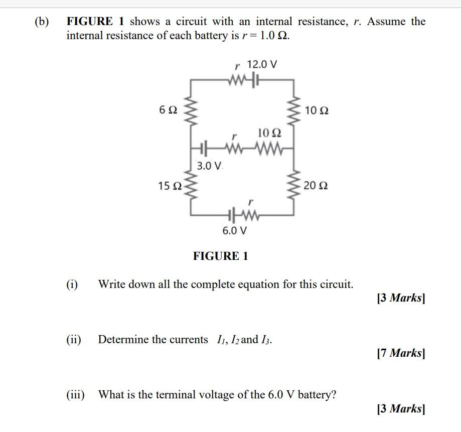 Solved b) FIGURE 1 shows a circuit with an internal | Chegg.com