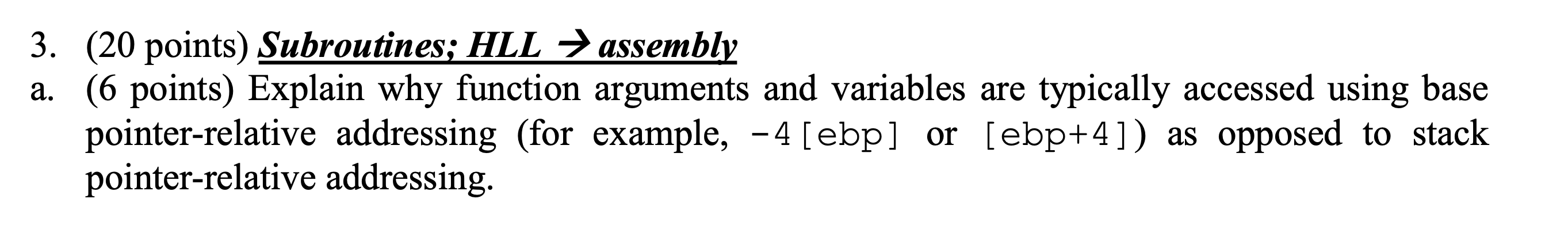 Solved 3 20 Points Subroutines Hll → Assembly A 6 