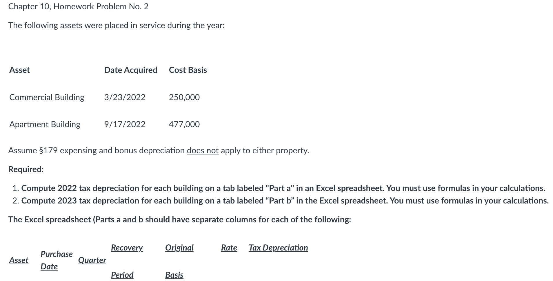 Chapter 10, ﻿Homework Problem No. 2The following | Chegg.com