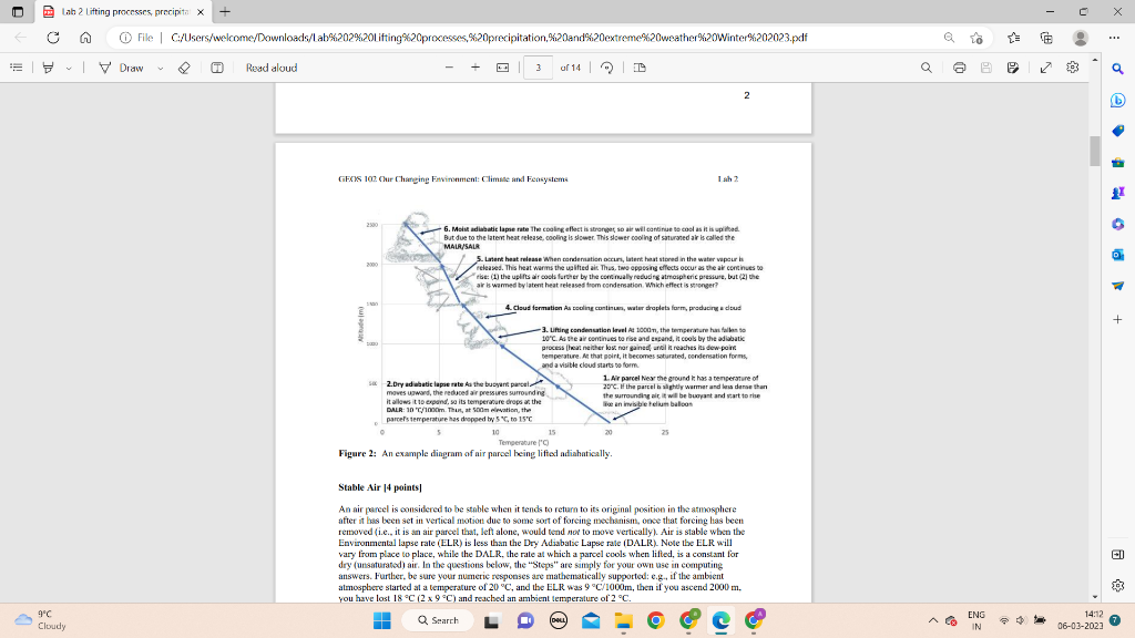 Solved PART 2: Adiabatic Processes [14 marks] As a parcel of | Chegg.com