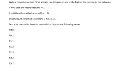 Solved Write a recursive method fthat accepts two integers, | Chegg.com