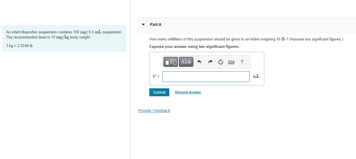 Solved An Infant Ibuprofen Suspension Contains 100mg 5 0 ML Chegg