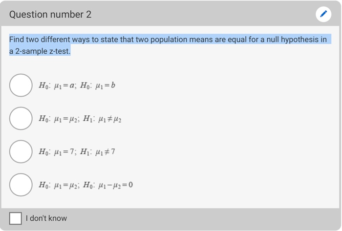 Solved Question number 2 Find two different ways to state | Chegg.com