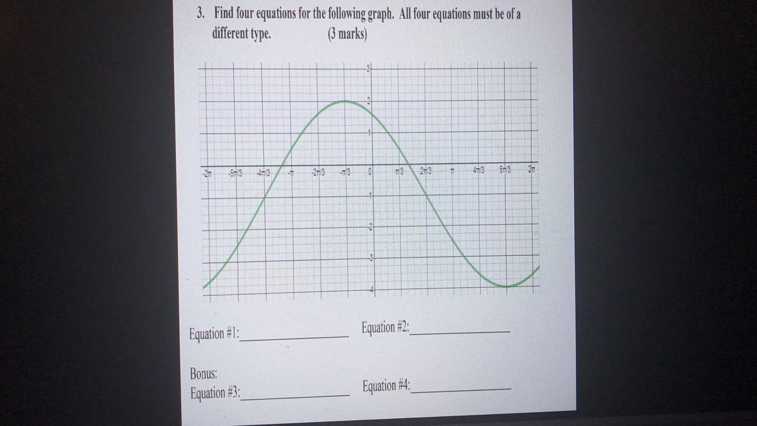 Solved 3. Find four equations for the following graph. All | Chegg.com