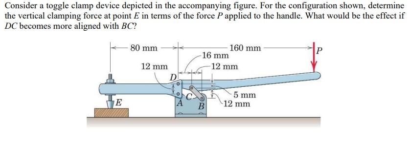 Solved Consider a toggle clamp device depicted in the | Chegg.com