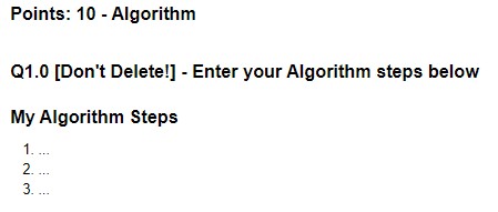 Solved Q1.0 [Don't Delete!] - Enter your Algorithm steps | Chegg.com