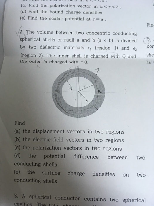 Solved The volume between two concentric conducting | Chegg.com