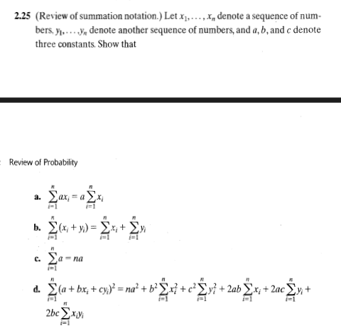 Solved 2.25 (Review of summation notation.) Let x1,…,xn | Chegg.com