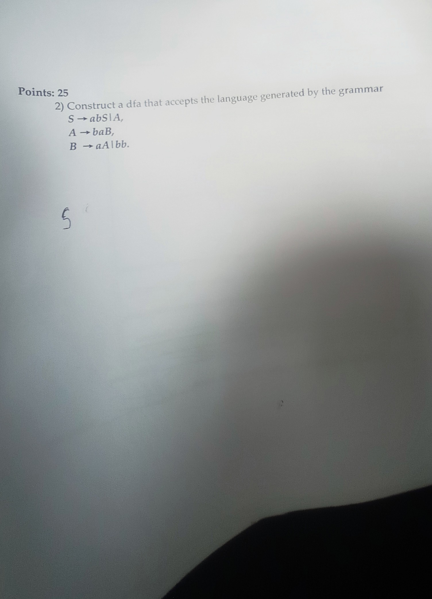 Solved Points: 25Construct a dfa that accepts the language | Chegg.com