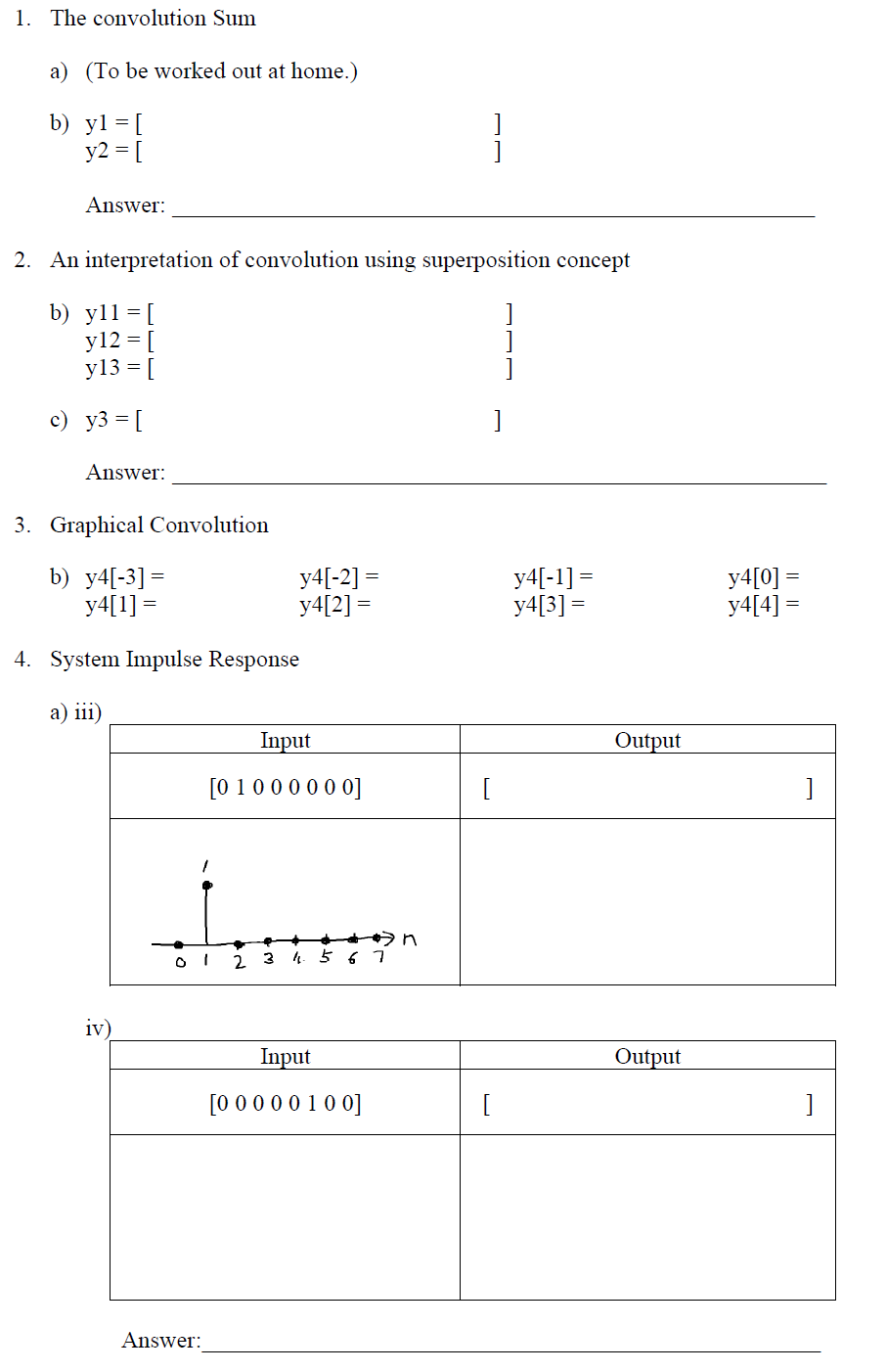 Solved 1. The convolution Sum In this section, we will apply | Chegg.com