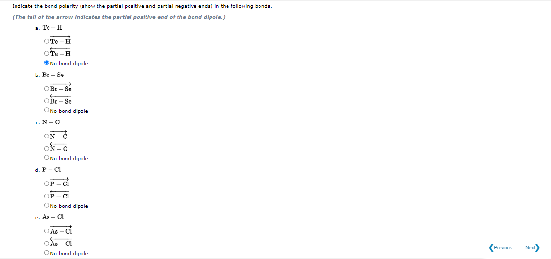 Solved cate the bond polarity (show the partial positive and | Chegg.com
