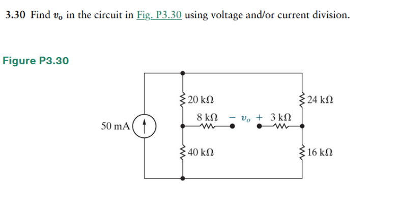 Solved 3.30 Find vo in the circuit in Fig. P3.30 using | Chegg.com