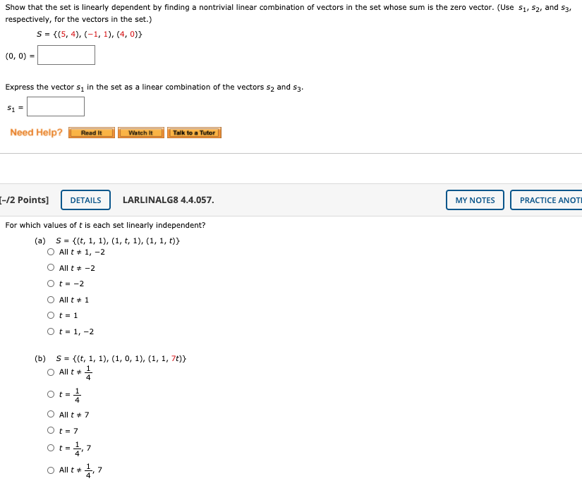 Solved Show that the set is linearly dependent by finding a | Chegg.com