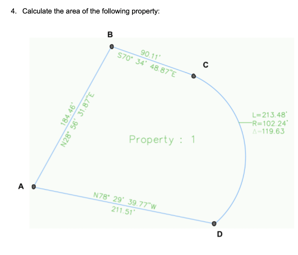 4. Calculate the area of the following property: B | Chegg.com