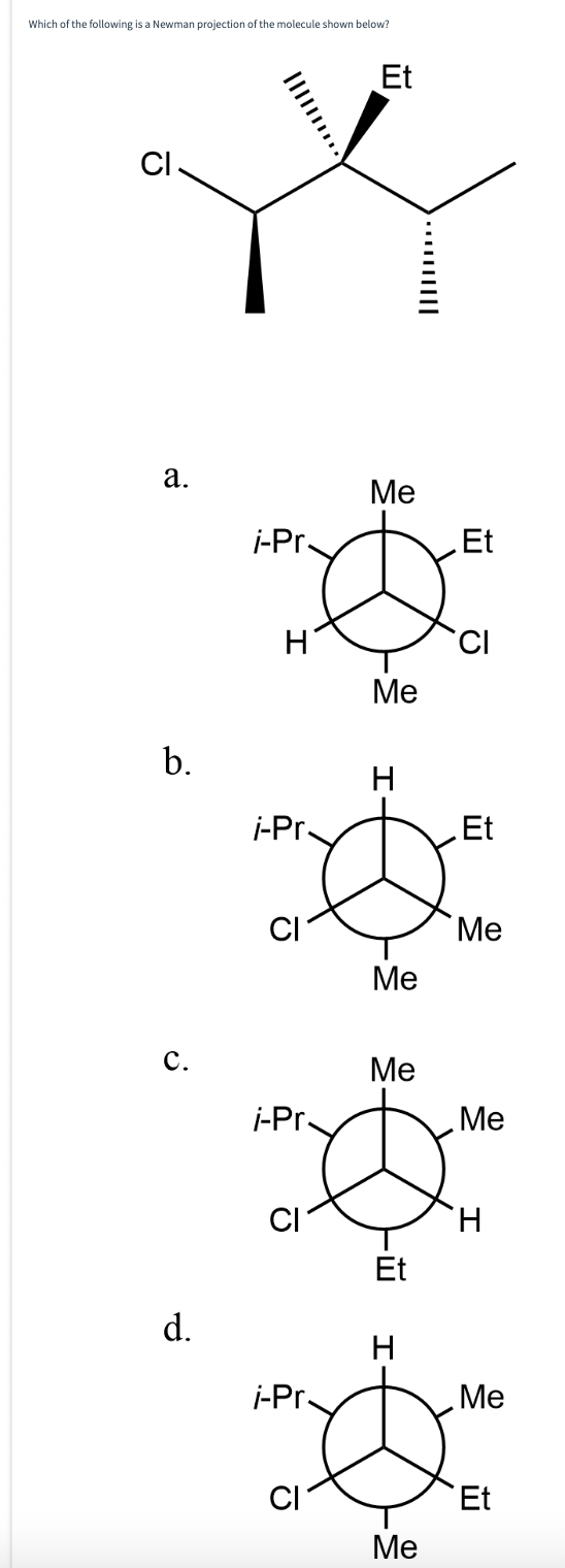 Solved Which Of The Following Is A Newman Projection Of The