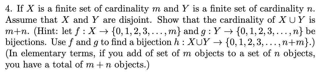 Solved If X is a finite set of cardinality m and Y is a | Chegg.com