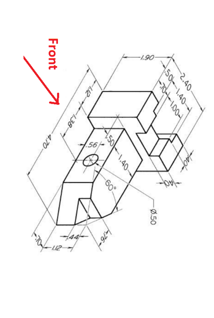Solved Sketch the front, top and right-side views of the | Chegg.com