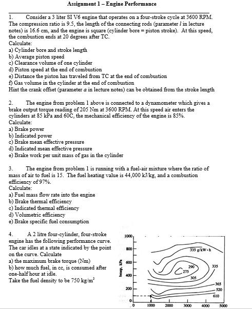 Solved Assignment 1 - Engine Performance 1. Consider a 3 | Chegg.com