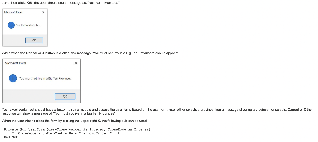 Solved 1. Create the userform shown below: . The form should | Chegg.com